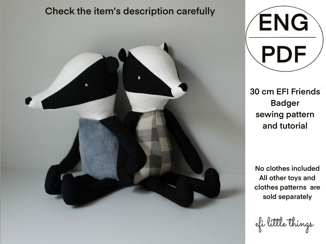 30 Cm Soft Toy Rag Doll Making Badger Sewing PDF Pattern and Tutorial ...