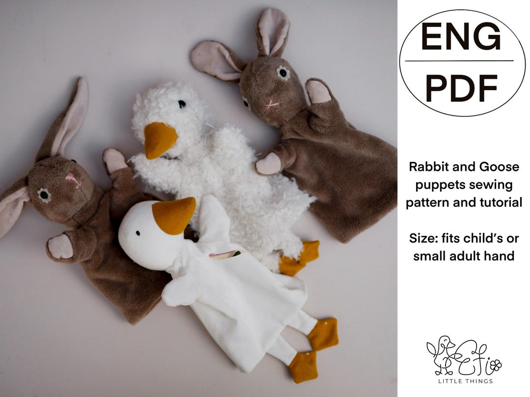 Rabbit and Goose Puppets PDF Sewing Pattern and Tutorial - Etsy