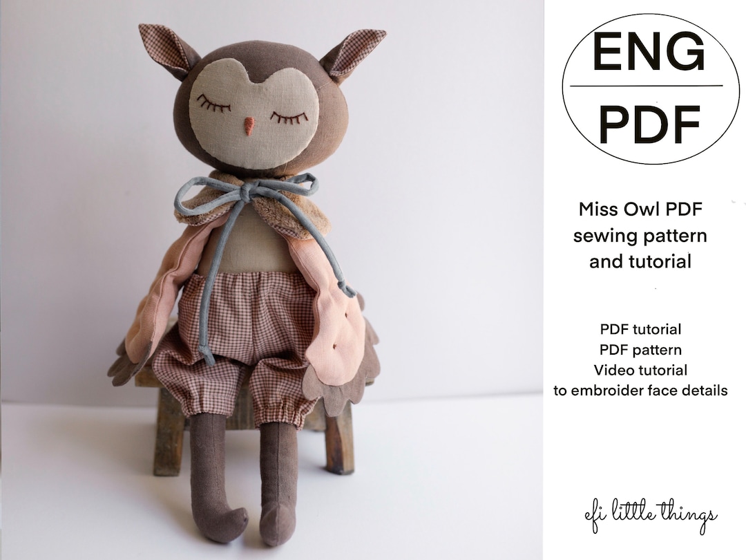 Miss Owl Soft Toy Rag Doll Sewing PDF Pattern and PDF Tutorial - Etsy