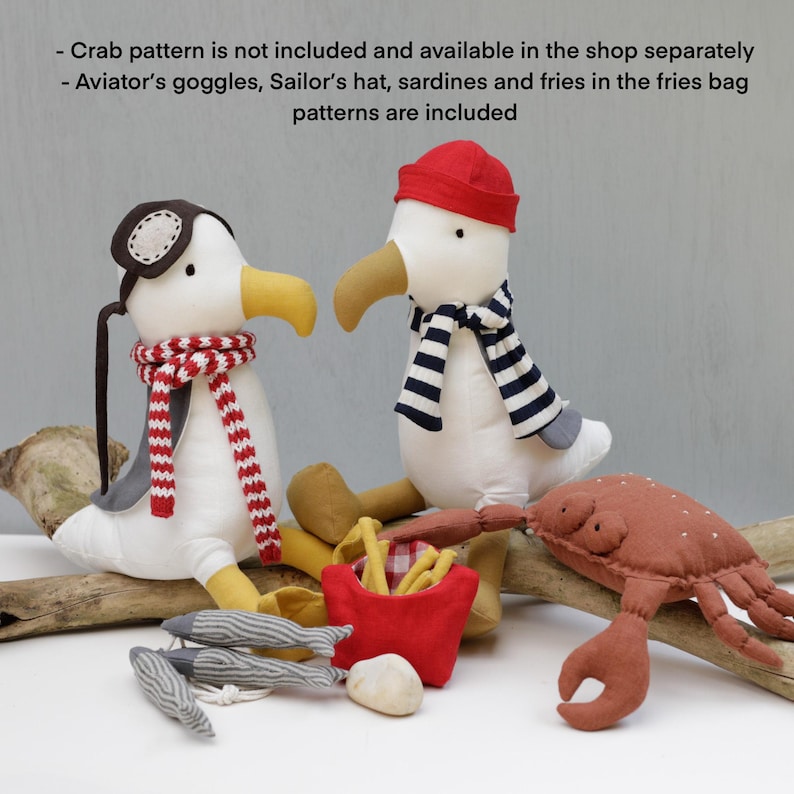 EFI Seagull Aviator and Sailor Soft Toys Sewing PDF Pattern and ...