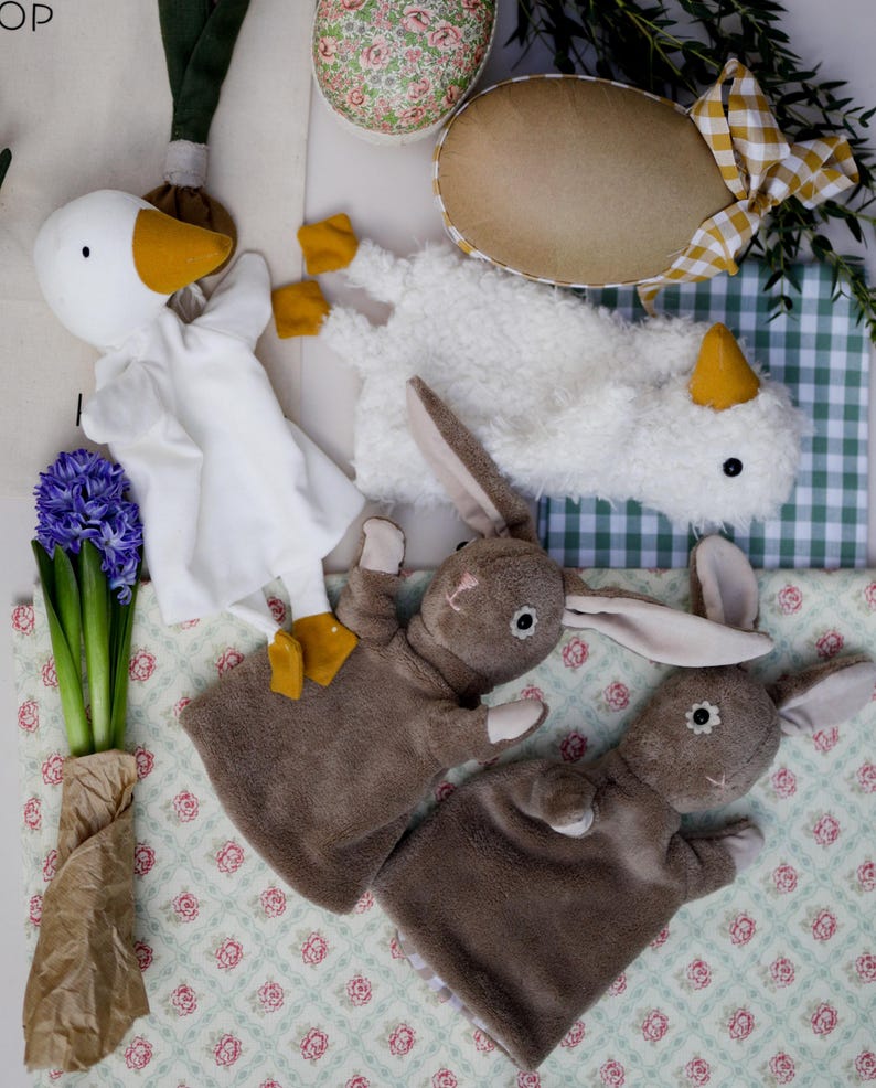 Rabbit and Goose Puppets PDF Sewing Pattern and Tutorial - Etsy