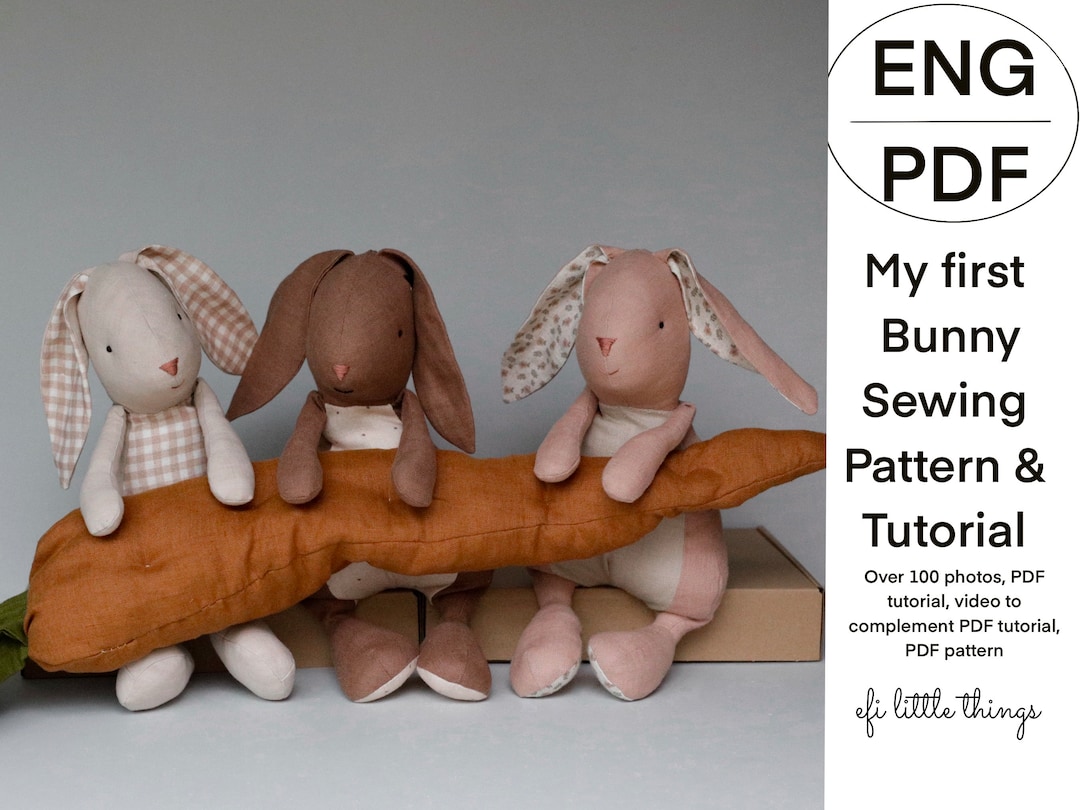 Soft Toy My First Bunny Rabbit Hare Doll Sewing PDF Tutorial and ...