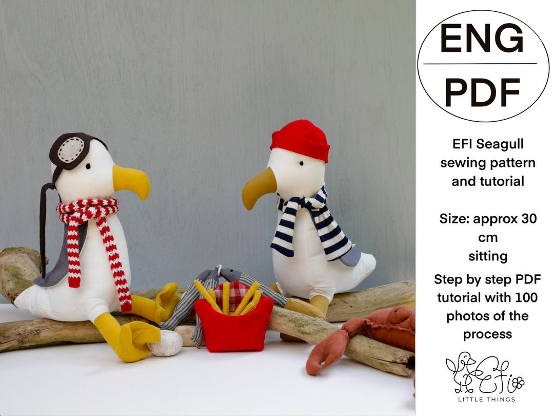 EFI Seagull Aviator and Sailor Soft Toys Sewing PDF Pattern and ...
