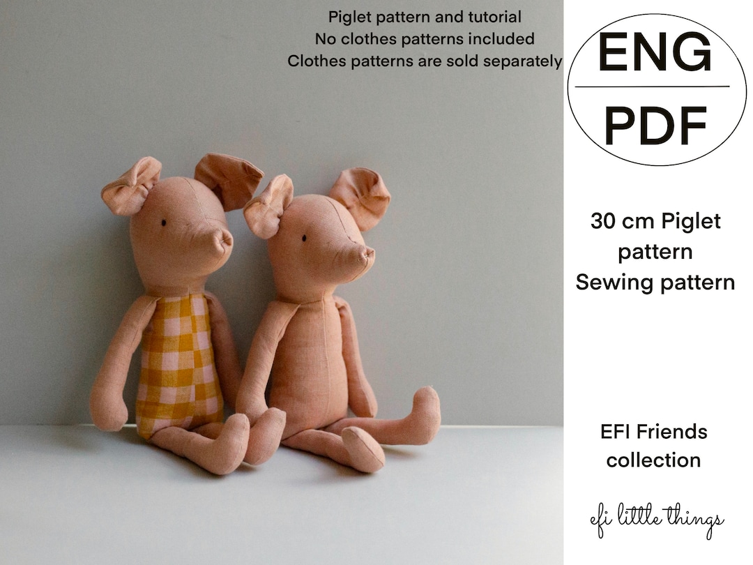 30 Cm Soft Toy Rag Doll Making Piglet Sewing PDF Pattern and Tutorial ...