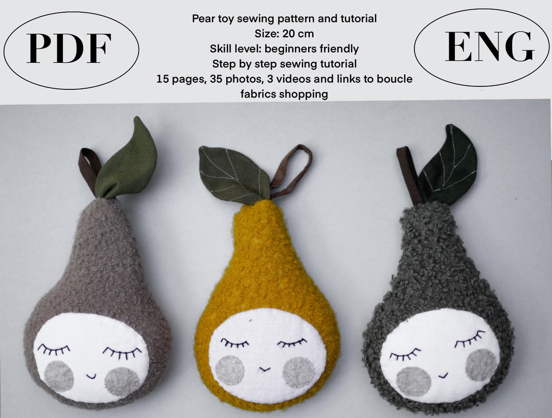 Home Décor Soft Toy Boucle Fluffy Autumn Decoration Pear Sewing Pattern ...