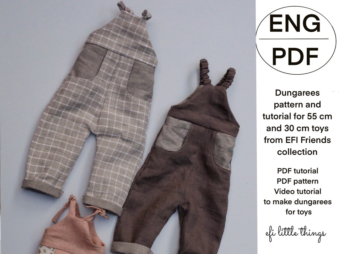 Dolls Toys Dungarees With Pockets and Knot Straps Sewing Pattern and ...