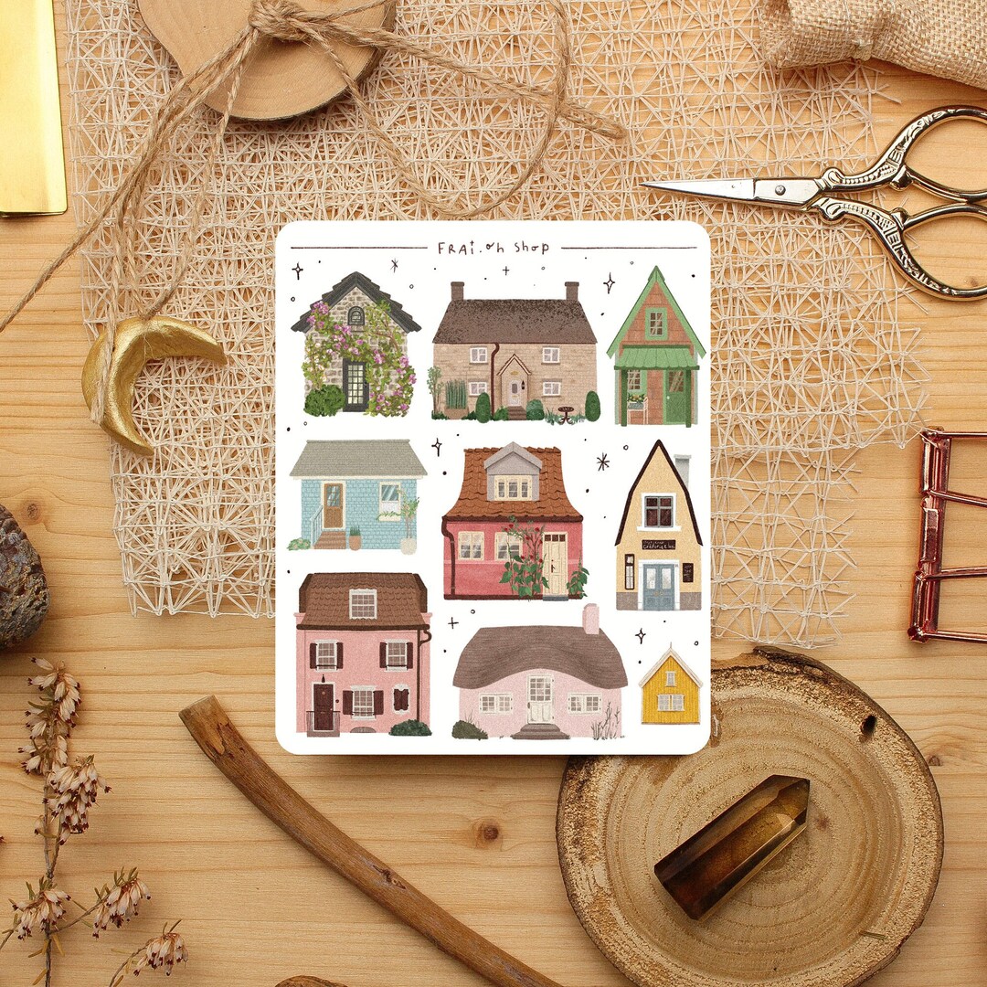 Cottagecore Houses Sticker Sheet: Journal Planner Stickers - Etsy