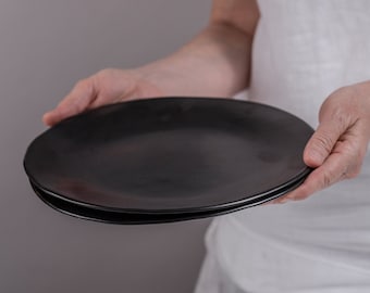 Large Black Plate - Etsy