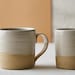 Set of 2 Rustic Cream Ceramic Coffee Mugs, Pottery Handmade Mugs Set ...