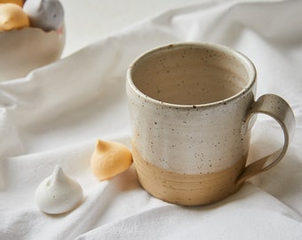 Set of 2 Rustic Cream Ceramic Coffee Mugs Pottery Handmade | Etsy