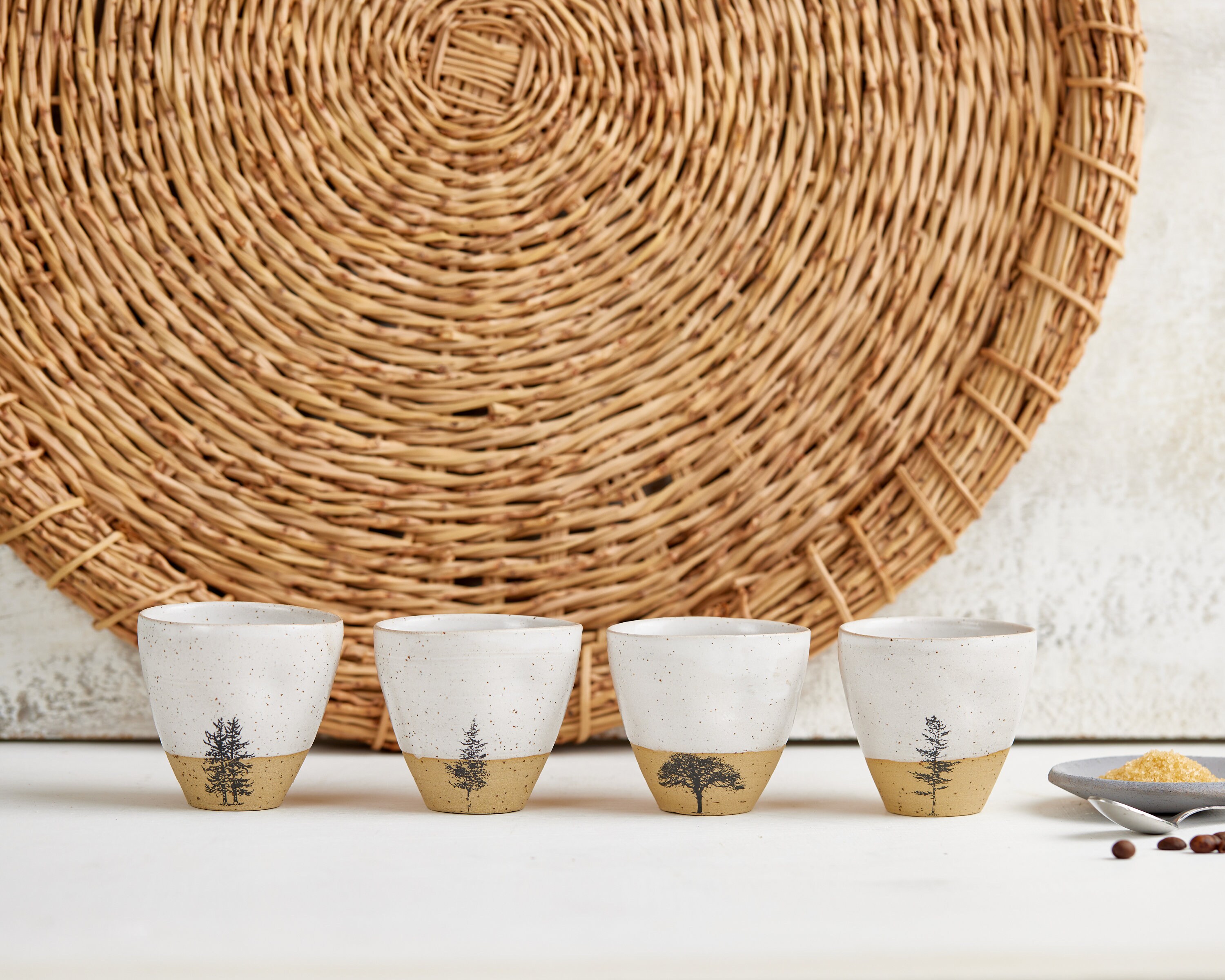 Set of TWO Handmade Rustic White Pottery Espresso Tumblers - Etsy
