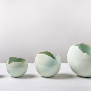 Small Green Ceramic Planter Mini Succulent Pot Round - Etsy