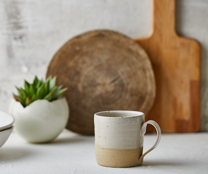 Set of 2 Rustic Cream Ceramic Coffee Mugs Pottery Handmade - Etsy