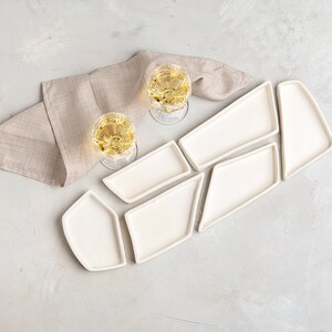 Handmade Puzzle Serving Plate Set Unique Modern White Ceramic - Etsy