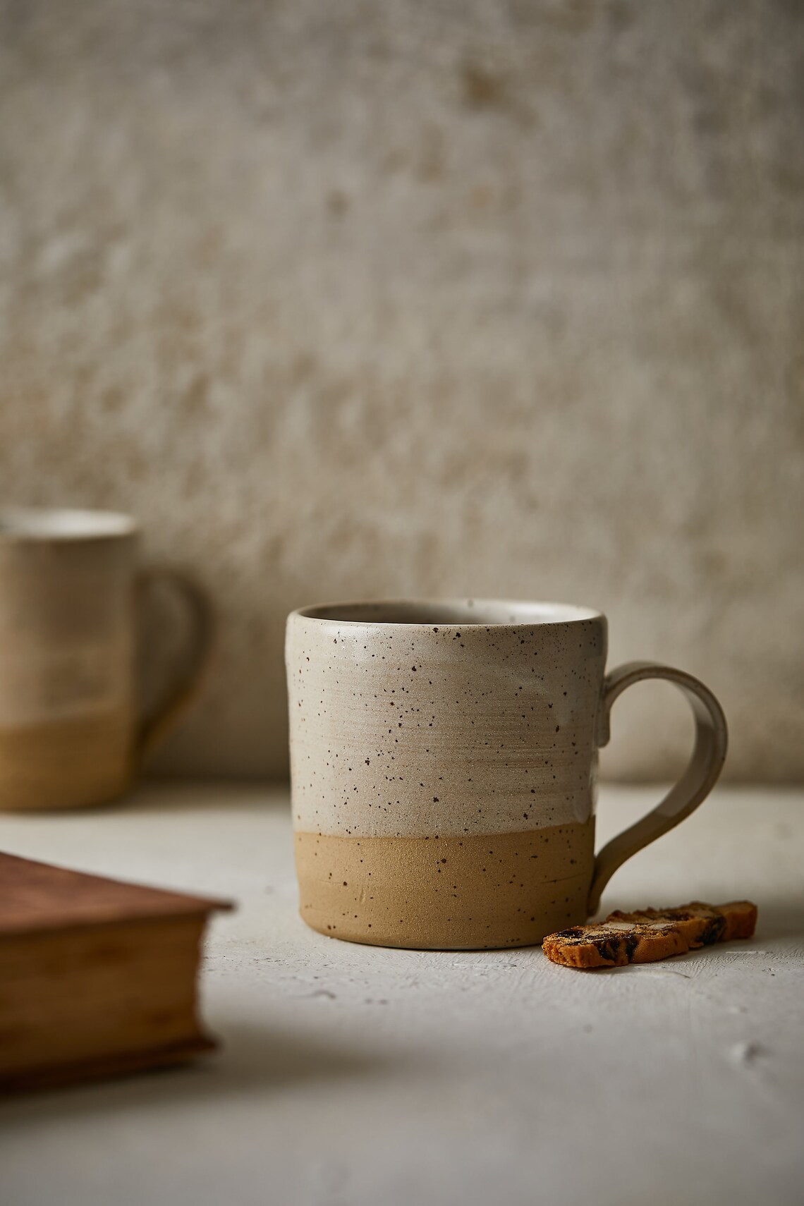 Set of 2 Rustic Cream Ceramic Coffee Mugs, Pottery Handmade Mugs Set ...