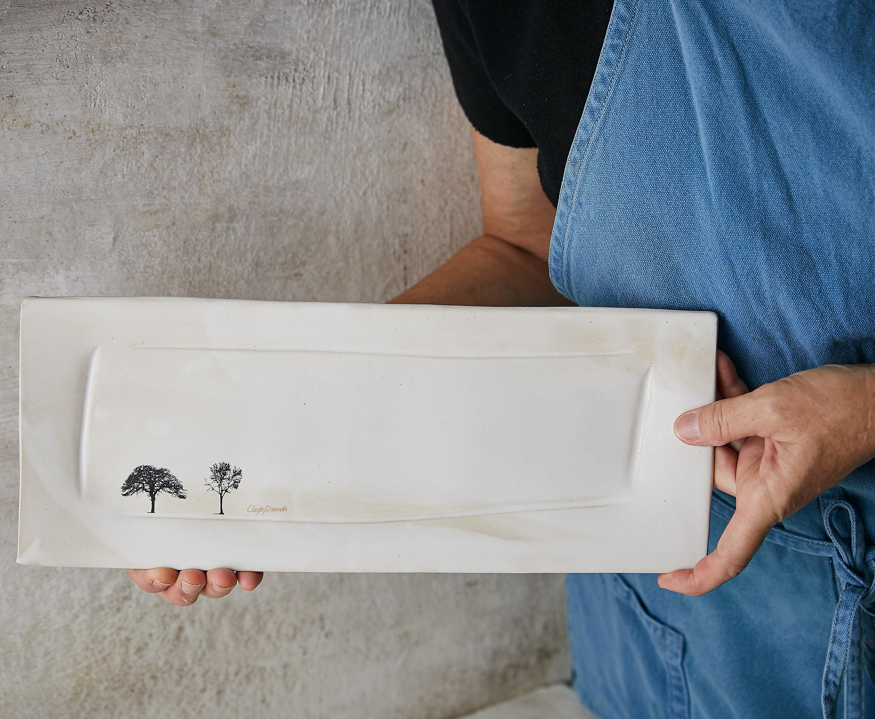 White Large Ceramic Rectangular Tray Cake Dish Platter With | Etsy