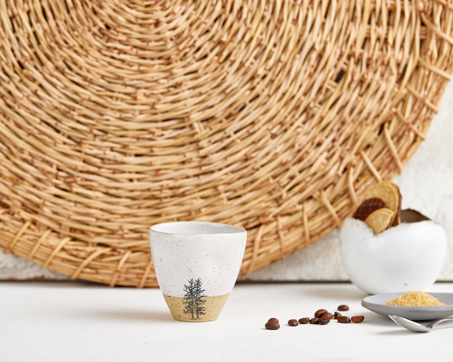 Set of TWO Handmade Rustic White Pottery Espresso Tumblers - Etsy