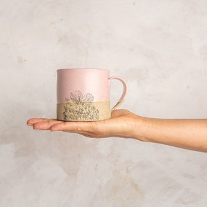 Set of 2 Pink Handmade Ceramic Mugs, Pottery Large Coffee Mugs Set With ...