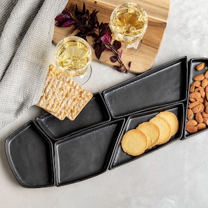 Handmade Puzzle Serving Plate Set Unique Modern White Ceramic - Etsy