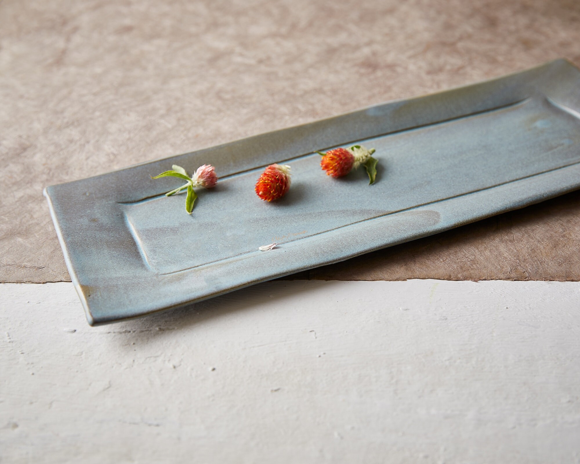 Teal Ceramic Large Rectangular Platter Turquoise Serving - Etsy