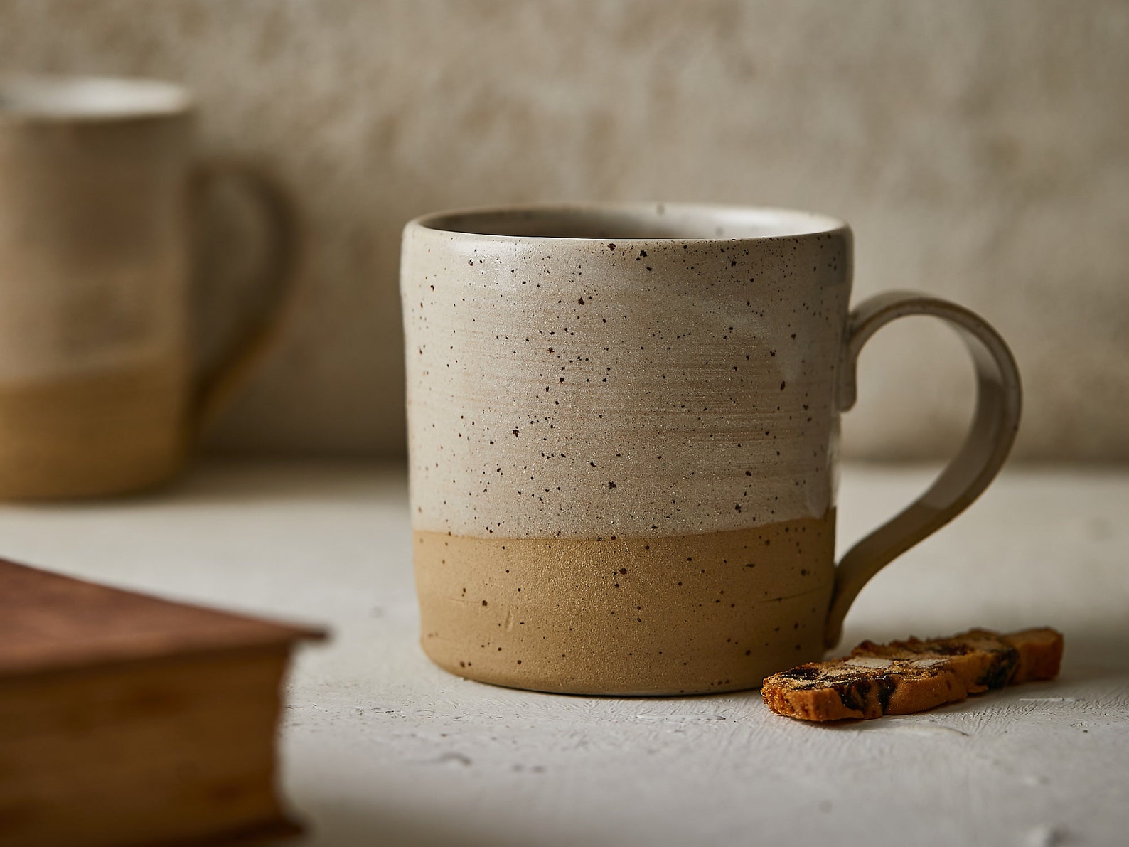 Set of 2 Rustic Cream Ceramic Coffee Mugs Pottery Handmade | Etsy