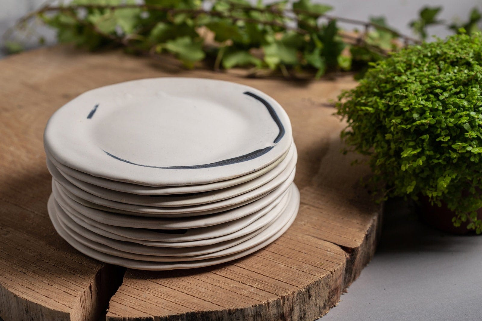 Set of 4 White Handmade Decorated Ceramic Salad Plates | Etsy