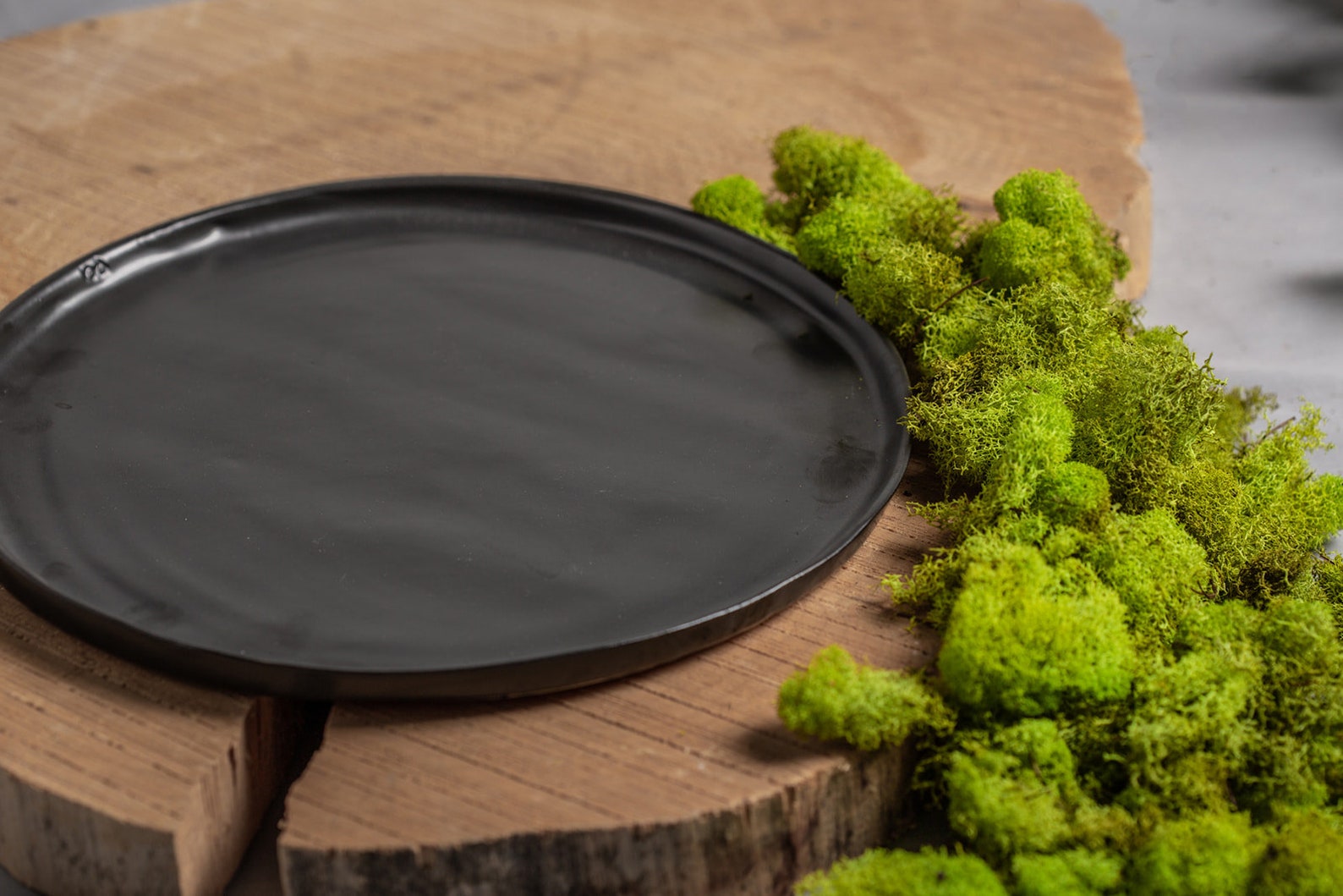 Set of 4 Black Ceramic Plates Flat Dinner Plates With Tree | Etsy