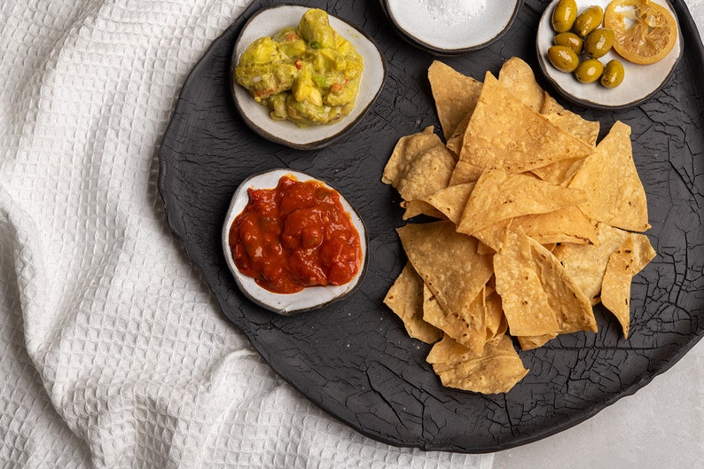 Handmade Abstract Black & White Platter and Plates Serving - Etsy