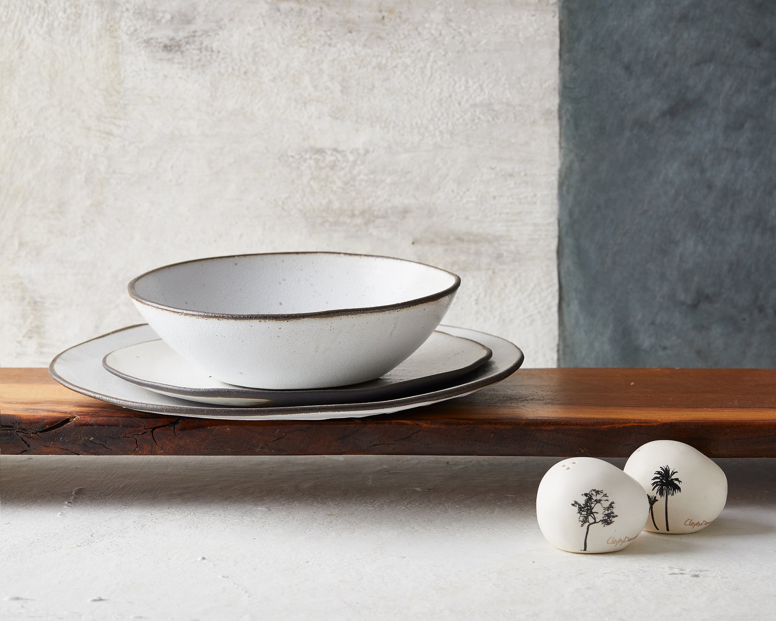 White and Black Modern Handmade Dinnerware Set Large Dinner | Etsy