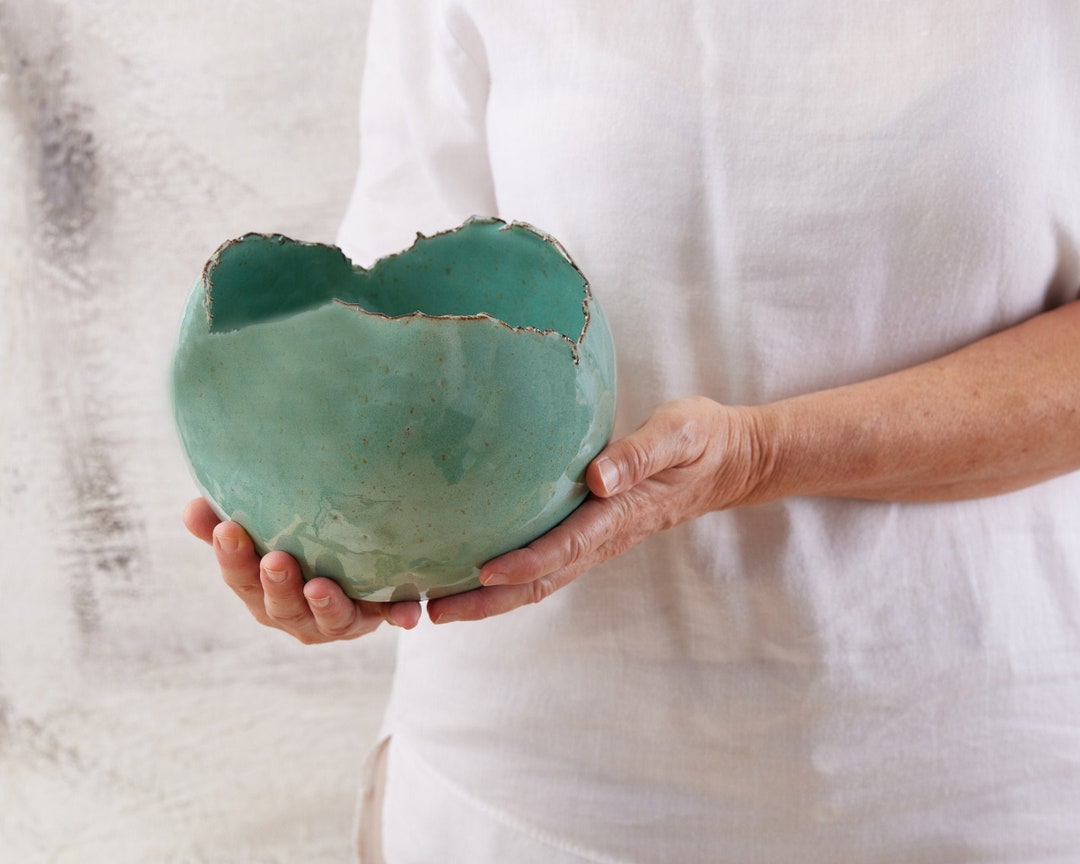 X-large Turquoise Ceramic Planter, Large Vase for Flowers, Home ...