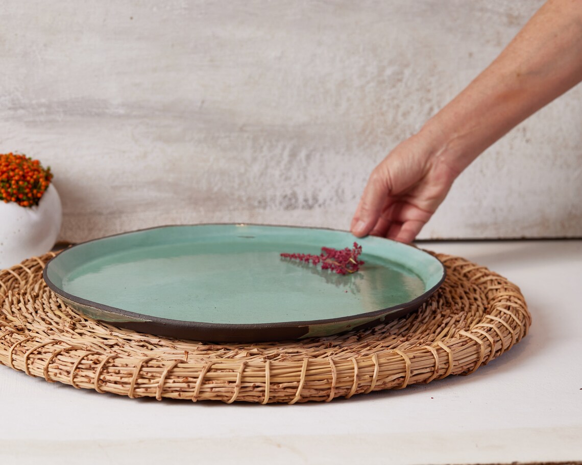 Extra Large White Ceramic Round Serving Platter, Ceramic Cake Plate ...