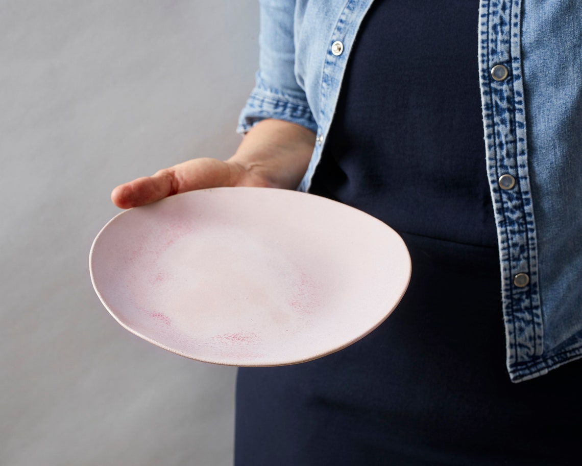 Pastel Pink Pottery Dinnerware Set Large Dinner Plate Salad | Etsy