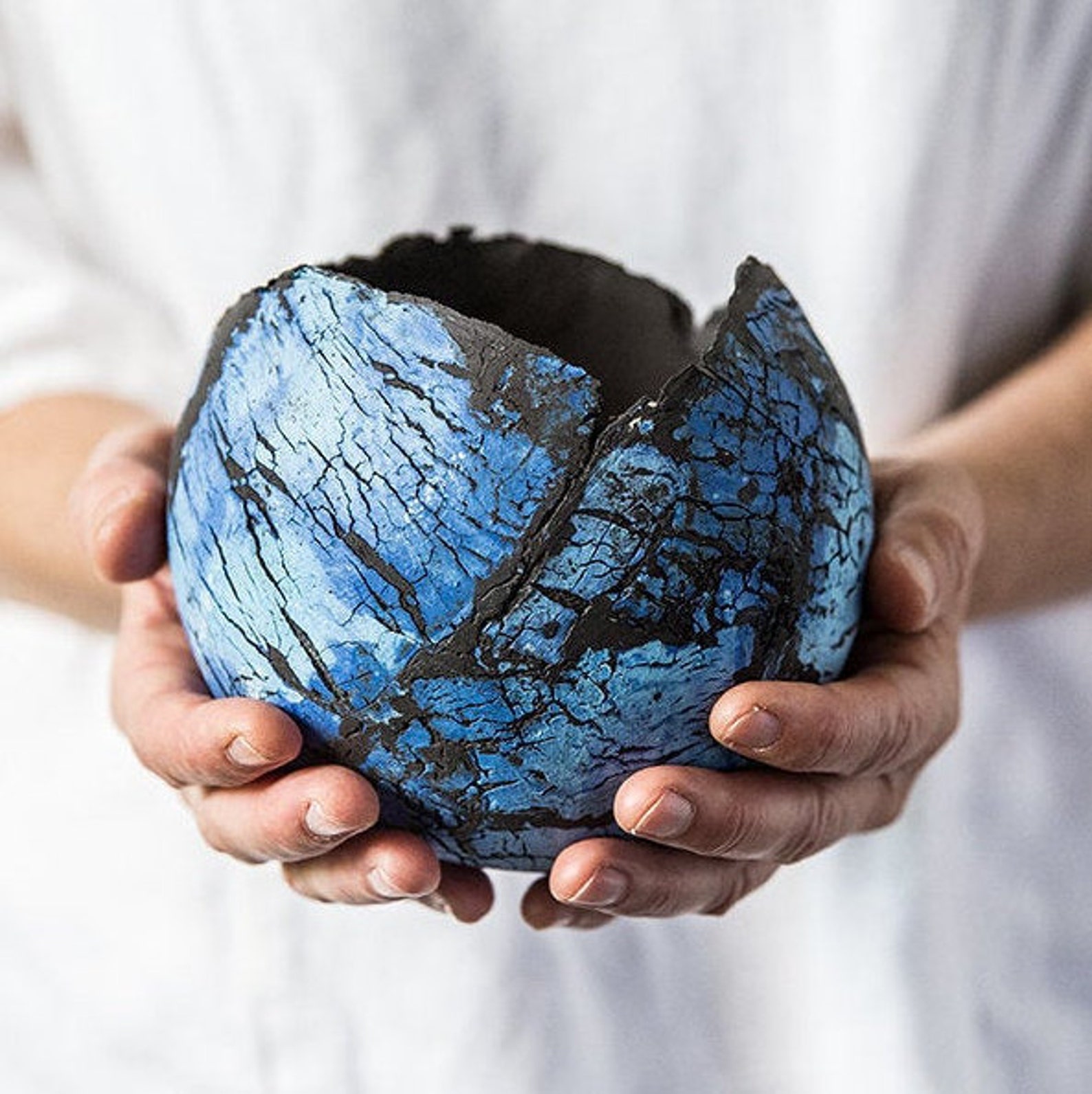 Large Blue and Black Ceramic Pot | Modern Succulent Planter - Etsy