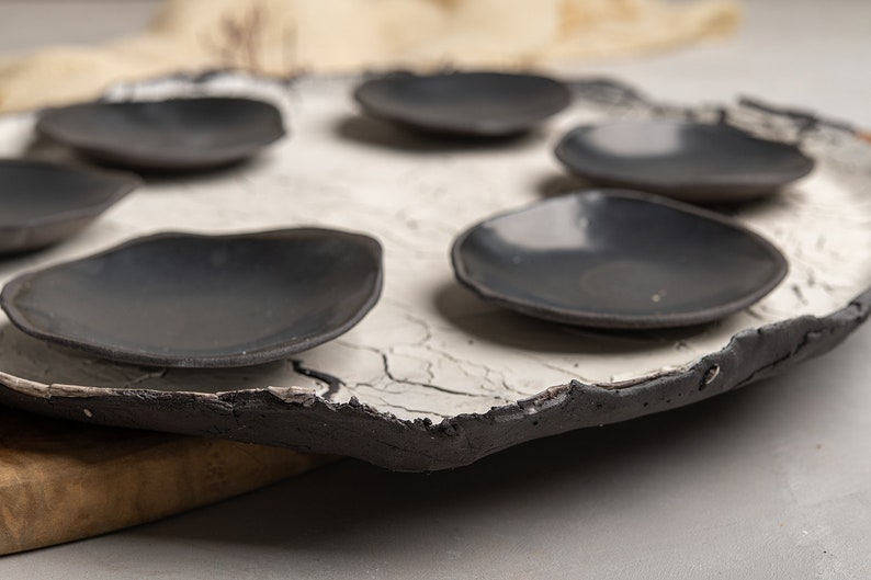 Extra Large White and Black Handmade Pottery Platter and Bowls - Etsy