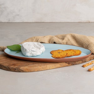 Ceramic Large Turquoise 13.5" Long Oval Platter, Rustic Handmade ...