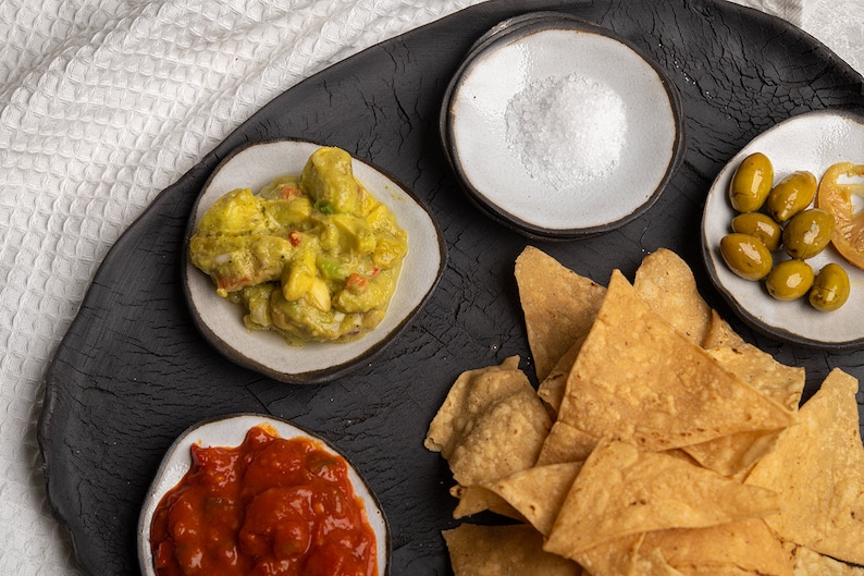 Handmade Abstract Black & White Platter and Plates Serving - Etsy