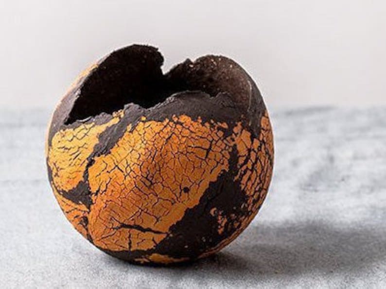 Small Orange & Black Rustic Ceramic Succulent Planter Pot - Etsy