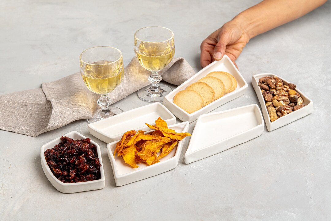 Handmade Puzzle Serving Plate Set Unique Modern White Ceramic - Etsy