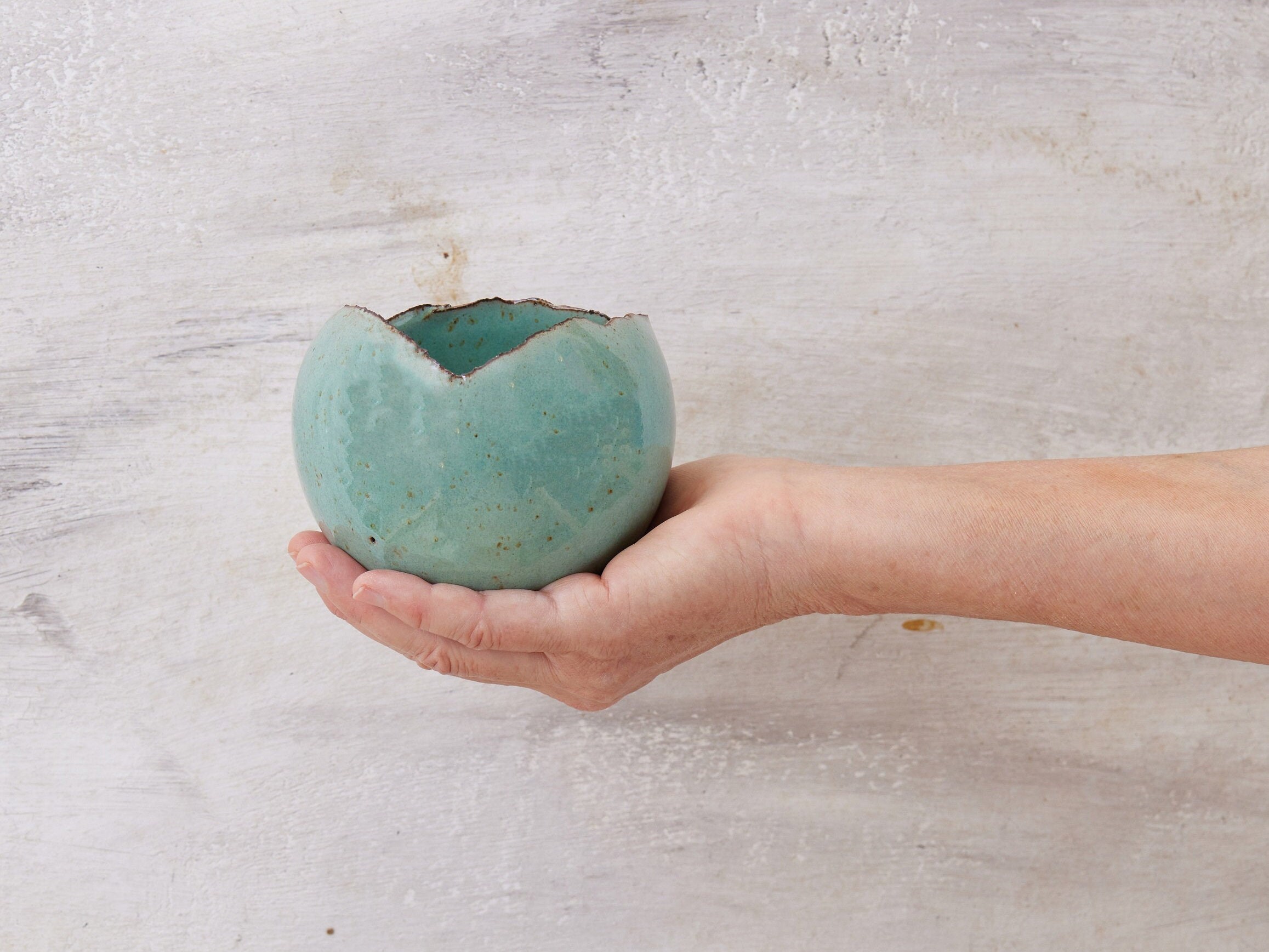 Medium Turquoise Ceramic Planter for Succulent or Plants With Drainage ...