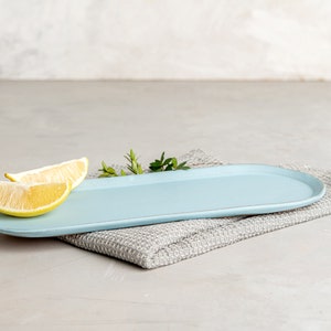 Sky Blue Set of 3 Handmade Pottery Light Blue Rectangular Serving Dishes, Ceramic Serving Dish ...