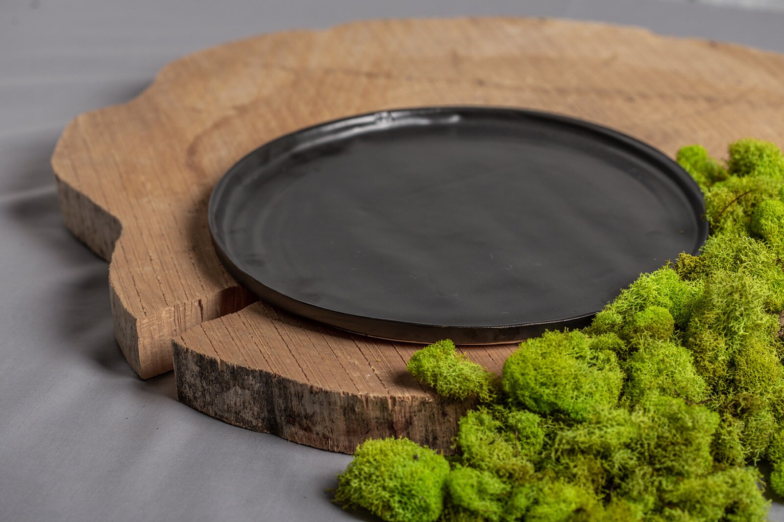 Set of 4 Black Ceramic Plates Flat Dinner Plates With Tree | Etsy