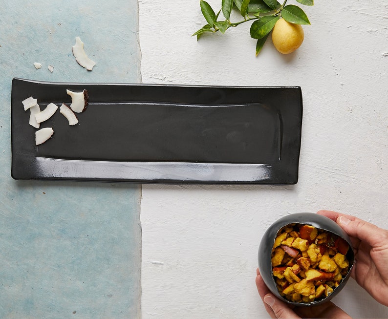 Teal Ceramic Large Rectangular Platter Turquoise Serving - Etsy