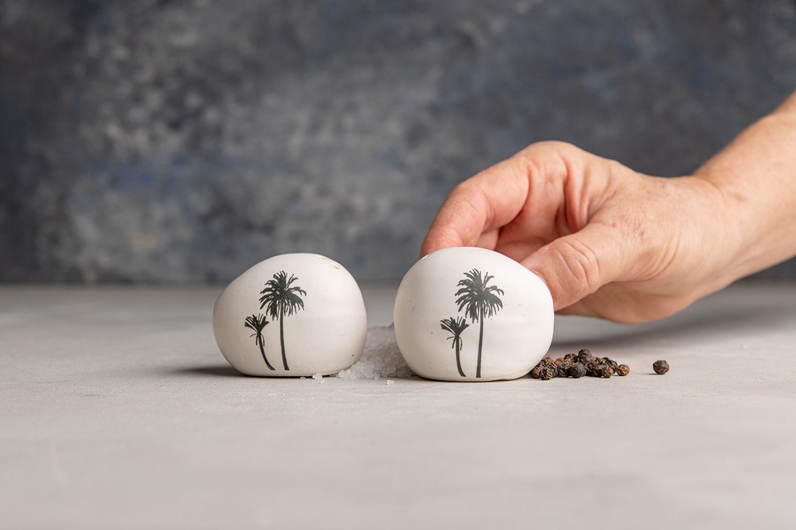 Handmade Ceramic Salt and Pepper Shakers White Salt and - Etsy