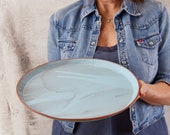 Extra Large Light Blue Round Serving Platter Decorative Round - Etsy