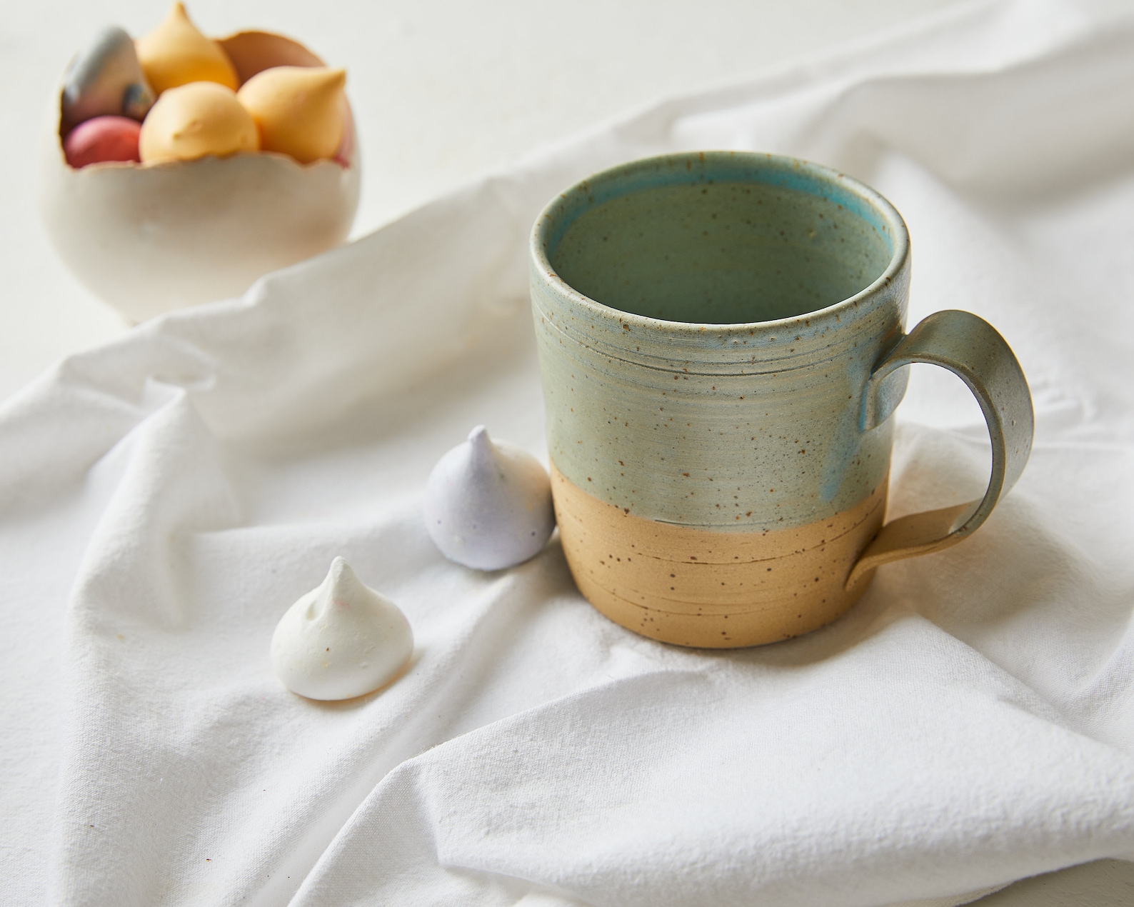 Set of 4 Cream Ceramic Mugs Small Ceramic Coffee Cups With | Etsy