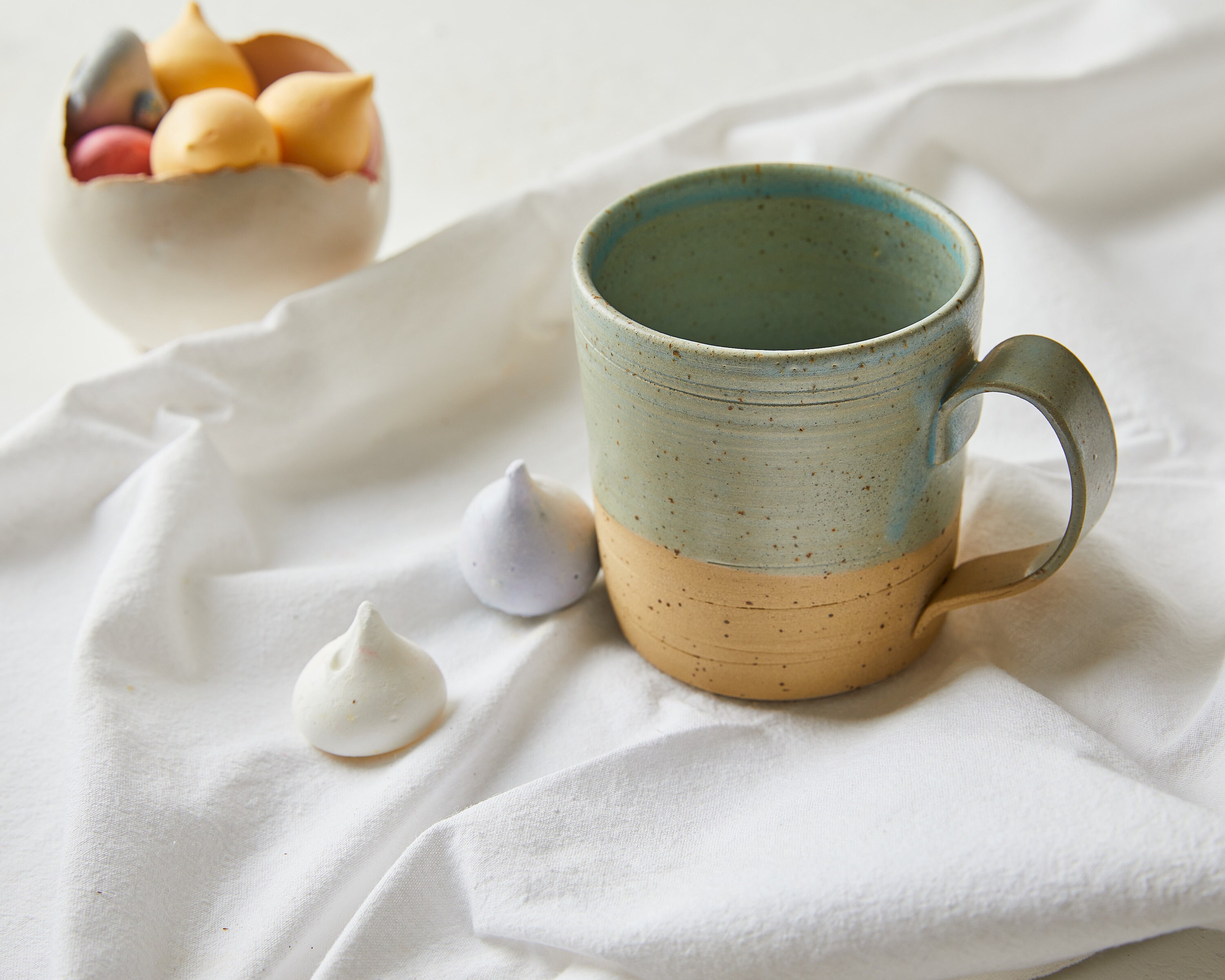 Set of 4 Cream Ceramic Mugs, Small Ceramic Coffee Cups With Handle ...