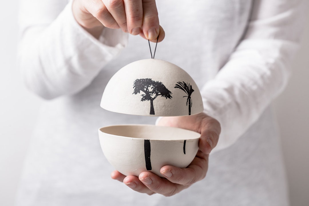 Medium Ceramic Round Jewelry Box, Handmade Pottery Ring Dish, Gift for ...