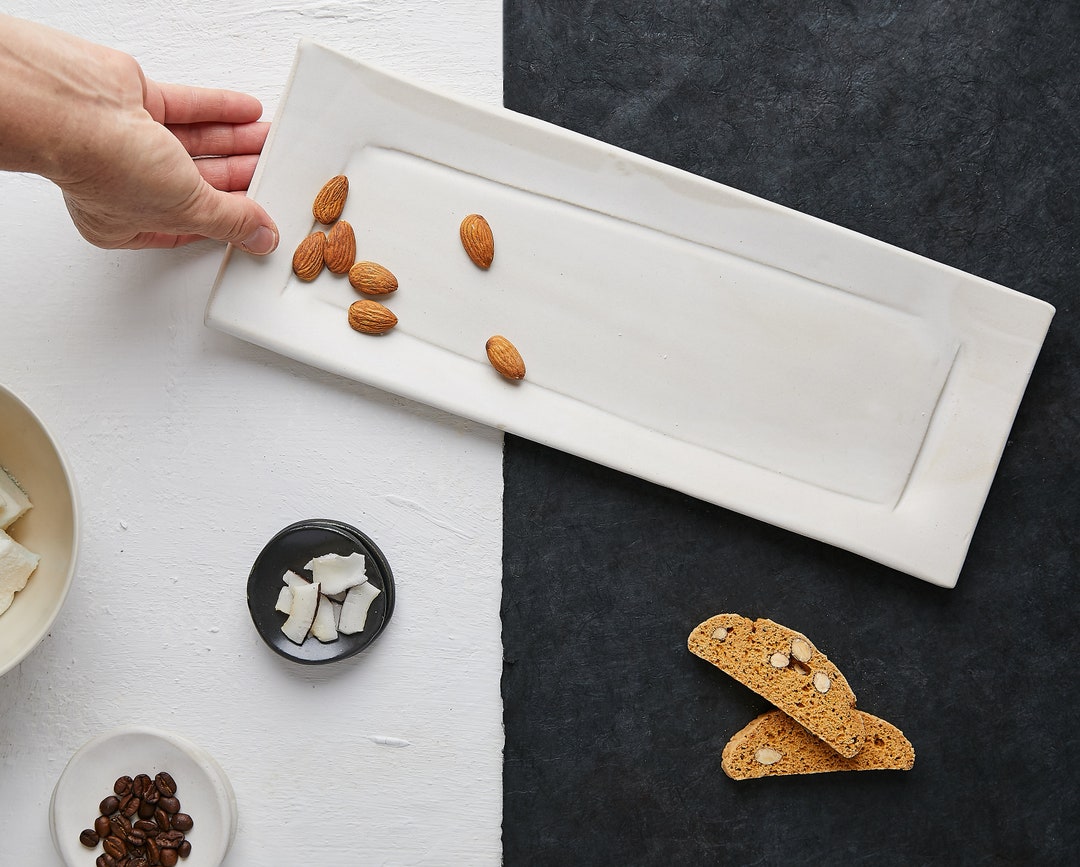 Ceramic White Large Rectangular Serving Platter, Cake Serving Tray ...