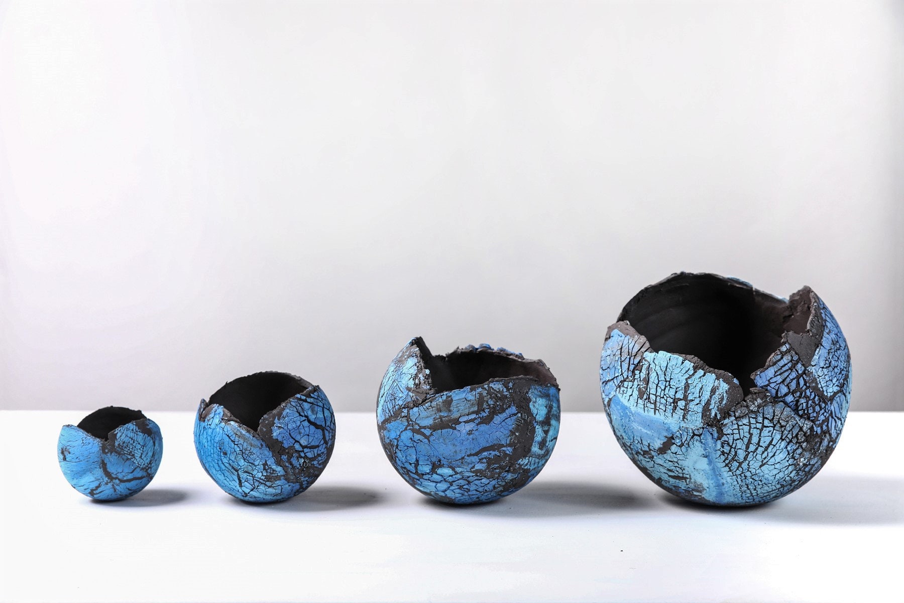 Large Blue and Black Ceramic Pot | Modern Succulent Planter - Etsy