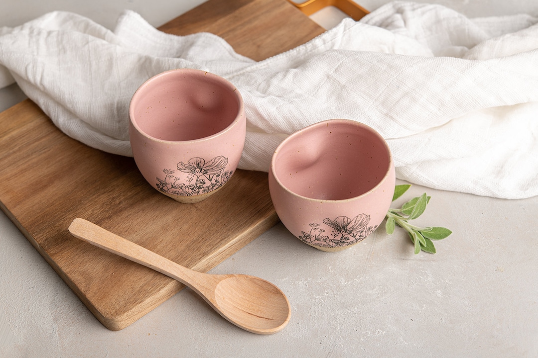 Set of 2 Pottery Modern Espresso Cups, Wheel-thrown Handmade Pastel ...